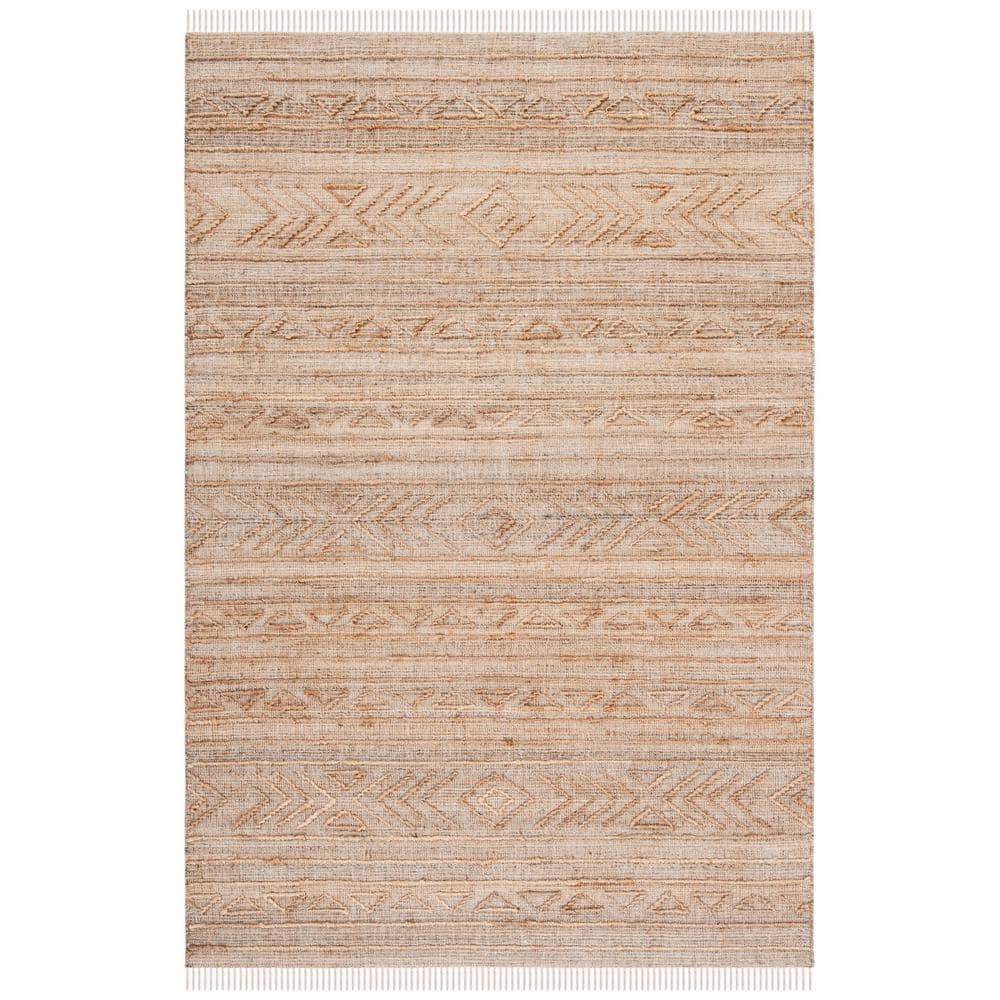 SAFAVIEH Natural Fiber Beige 5 ft. x 8 ft. Geometric Woven Area Rug ...