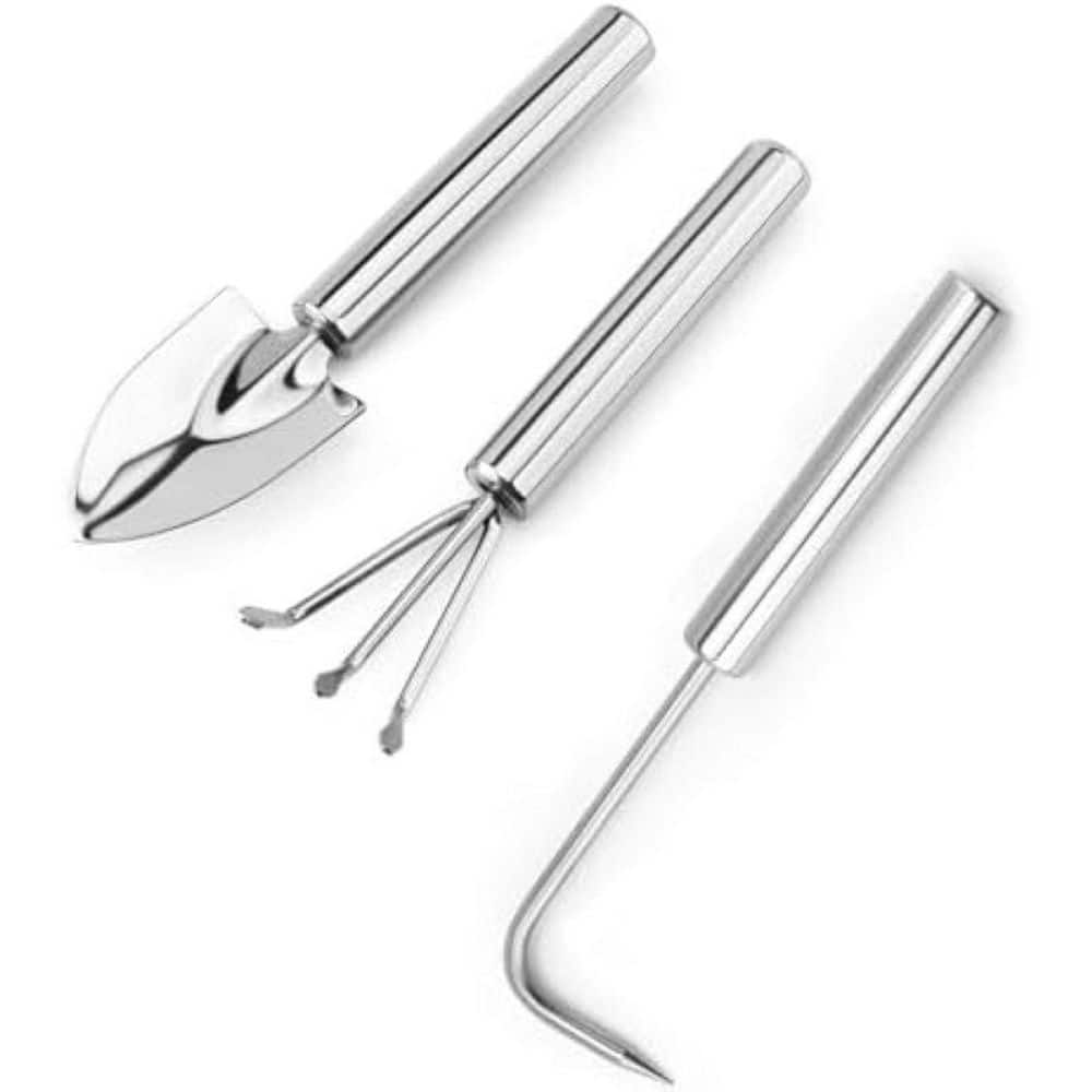 Misopily 3-in-1 Aluminum Alloy Garden Tool Set Silver Lightweight ...