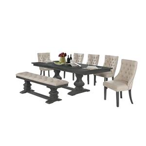 Best Quality Furniture Jade 7-Piece Rectangle Gray Dining Set with ...