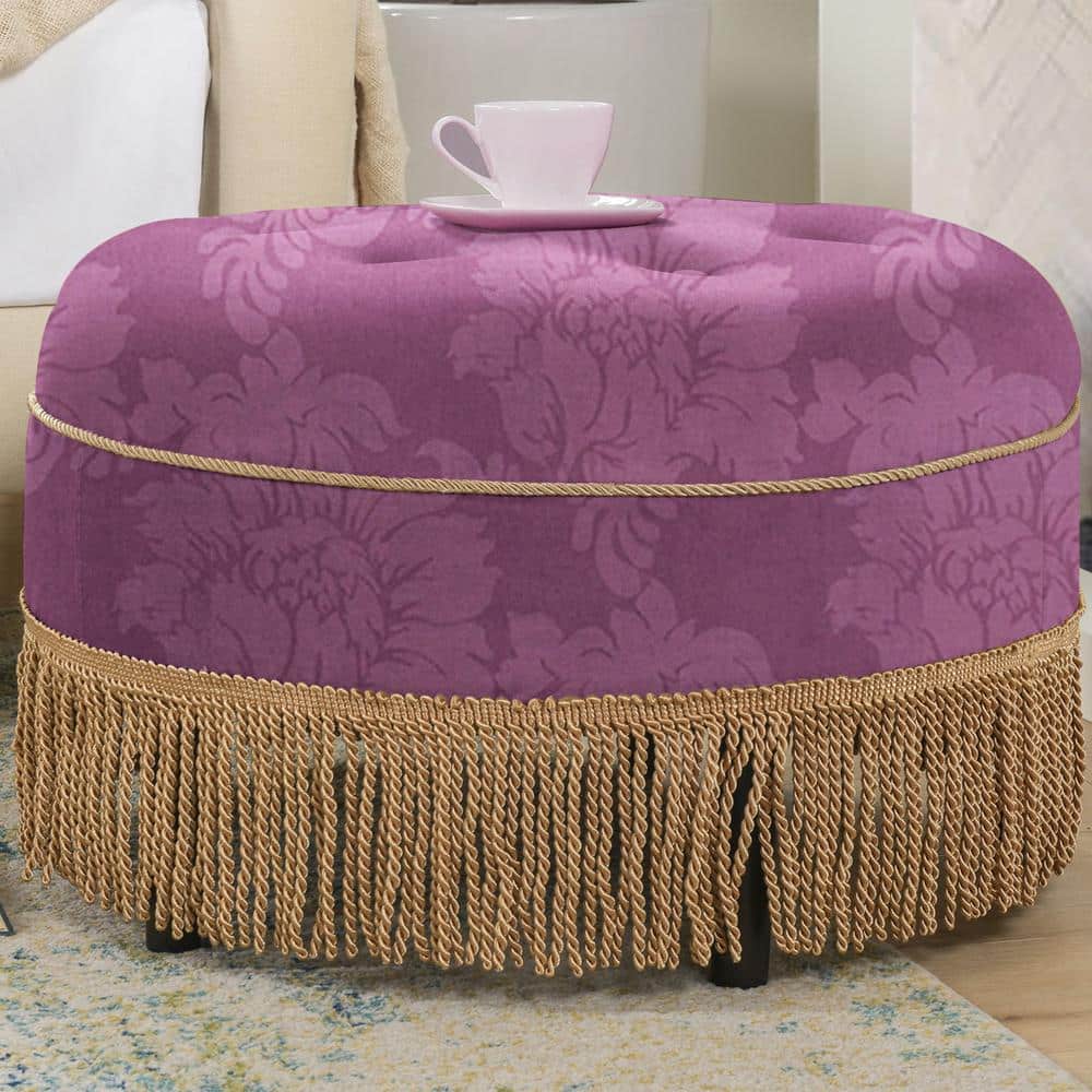 Jennifer Taylor Yolanda Purple Floral Sateen Jacquard 24 in. Round ...