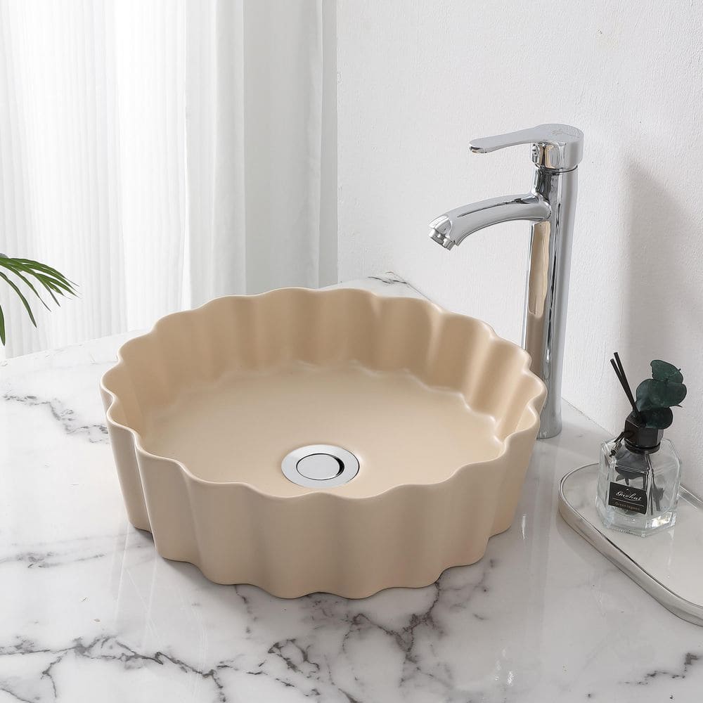 JONATHAN Y Atelier 15 in. Round Art Deco Contemporary Scalloped Ceramic ...