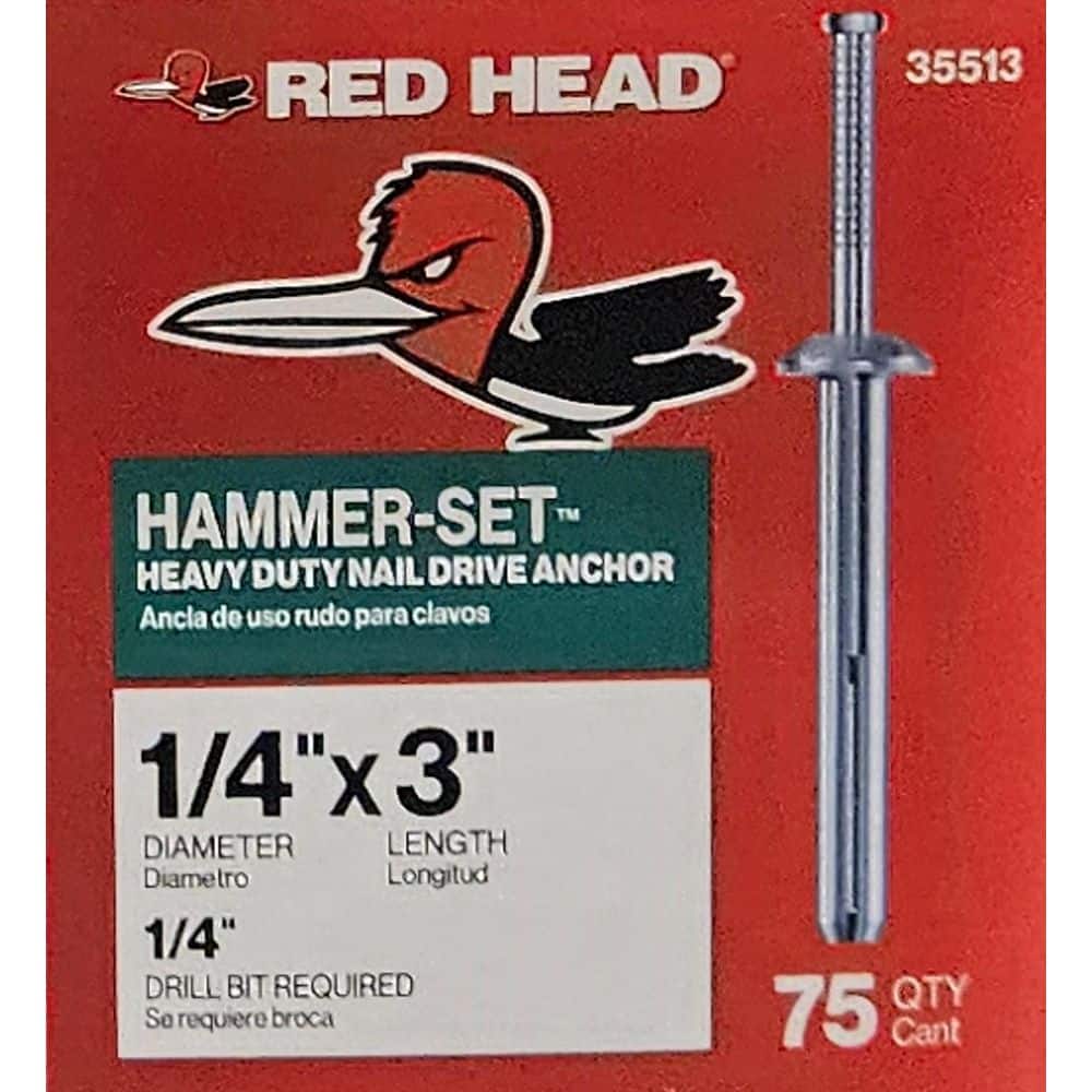 Red Head 1/4 in. x 3 in. Hammer-Set Nail Drive Concrete Anchors (75 ...
