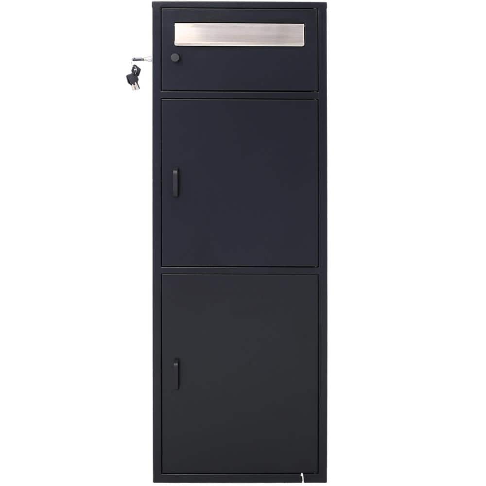 Tidoin Black Outdoor Freestanding Large Parcel Mail Drop Box Garden ...