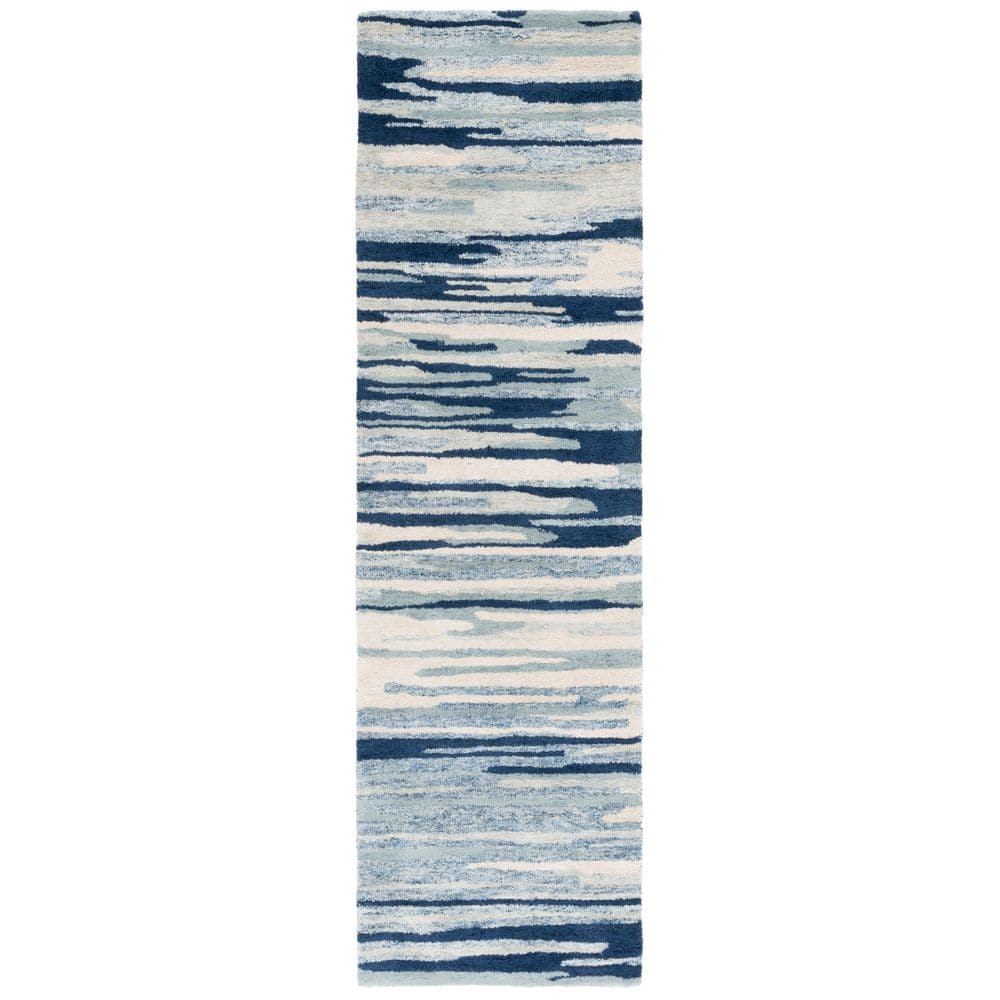 SAFAVIEH Bellagio 2 ft. x 8 ft. Blue/Ivory Running Camo Runner Rug ...