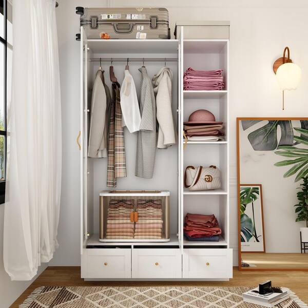 White Open Wardrobe With Shelves