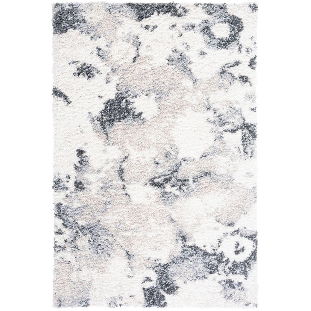 SAFAVIEH Berber Shag 4 ft. x 6 ft. Gray/Ivory Abstract Monochrome Area ...