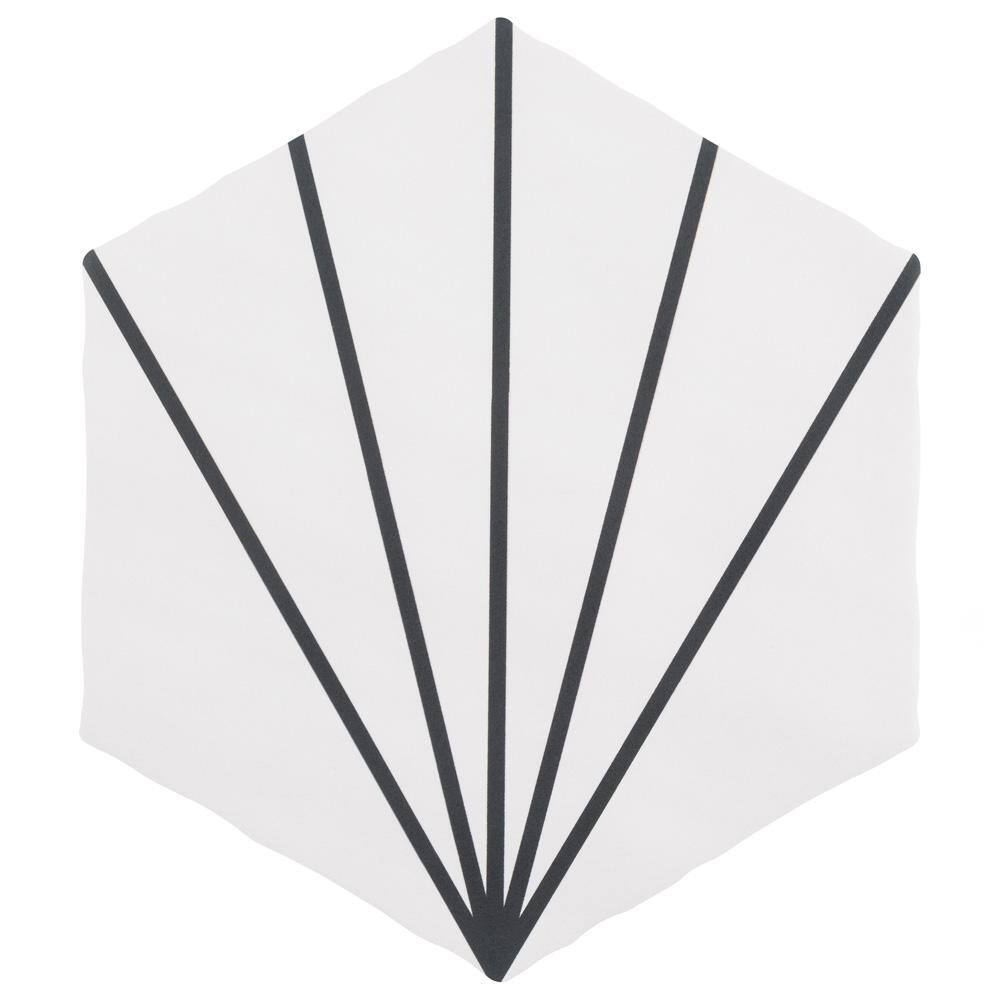Merola Tile Palm Starburst Hex White 6 in. x 7 in. Porcelain Floor and ...