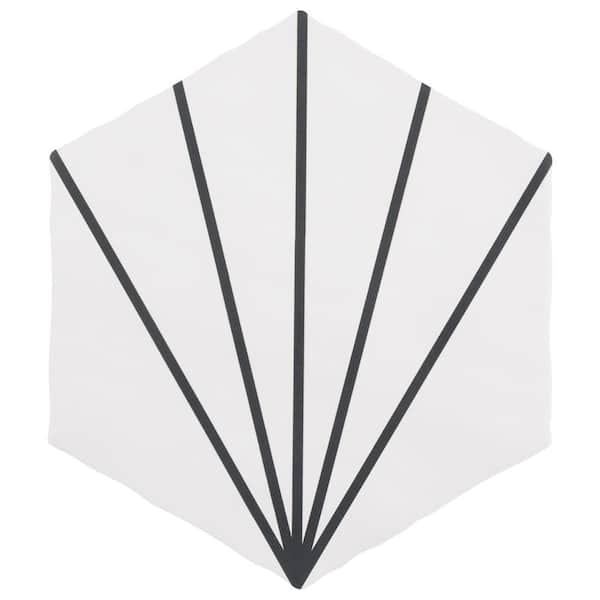 Merola Tile Palm Starburst Hex White 6 in. x 7 in. Porcelain Floor and ...
