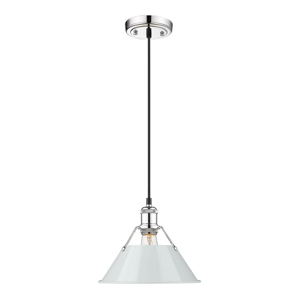 Golden Lighting Orwell 100-Watt 1-Light Chrome and Dusky Blue Pendant ...