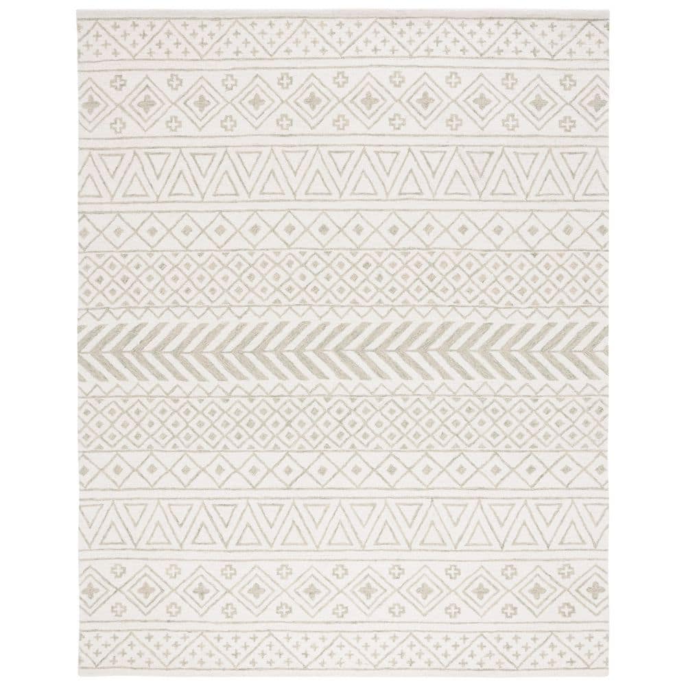 SAFAVIEH Metro Ivory/Light Green 8 ft. x 10 ft. Striped Geometric Area ...