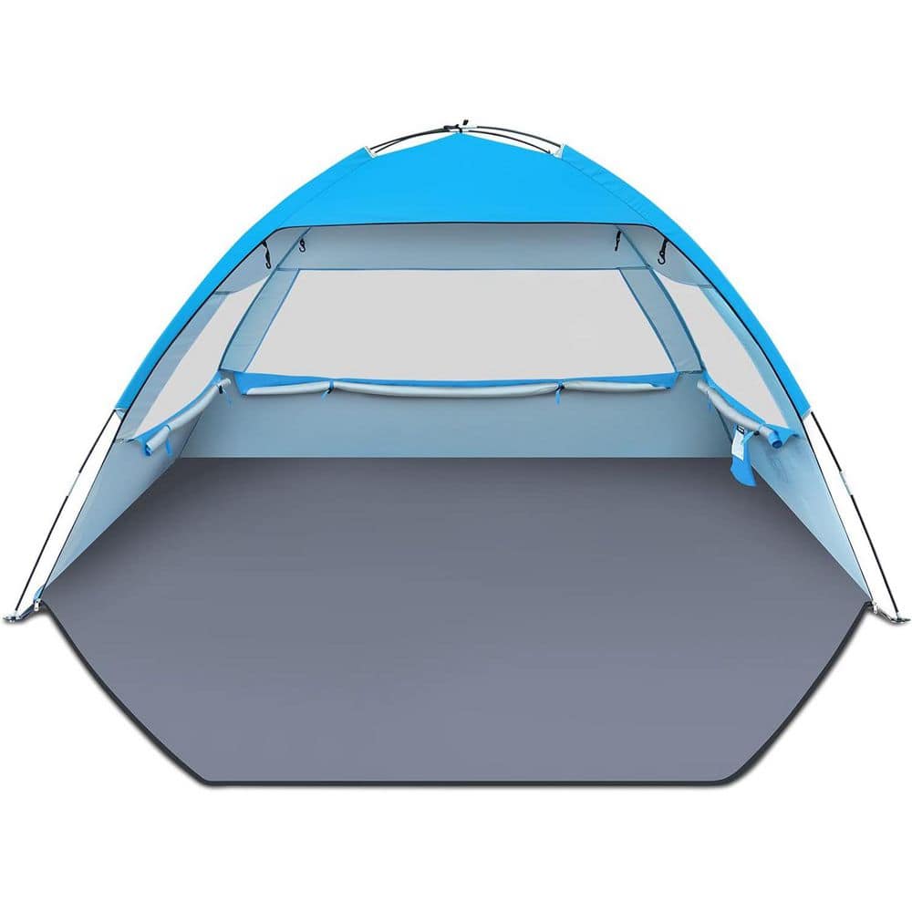Phewnyzo 7 ft. x 5 ft. Blue Beach Tent Sun Shelter with UPF 50 plus UV ...