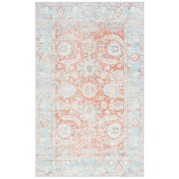 SAFAVIEH Arizona 9 ft. x 12 ft. Turquoise/Rust Machine Washable ...