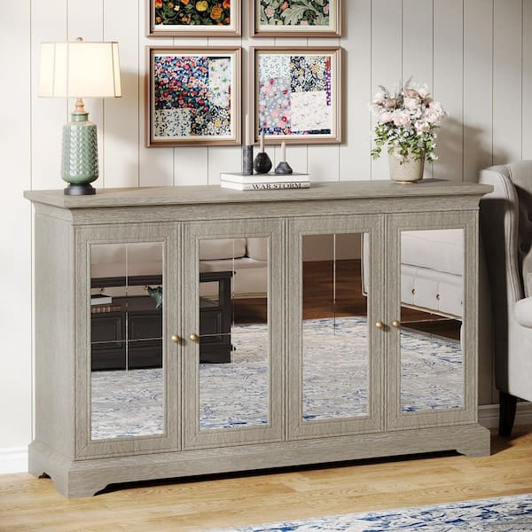 BYBLIGHT Ahlivia Gray Wood 55 in. Buffet with Adjustable Shelves BB ...