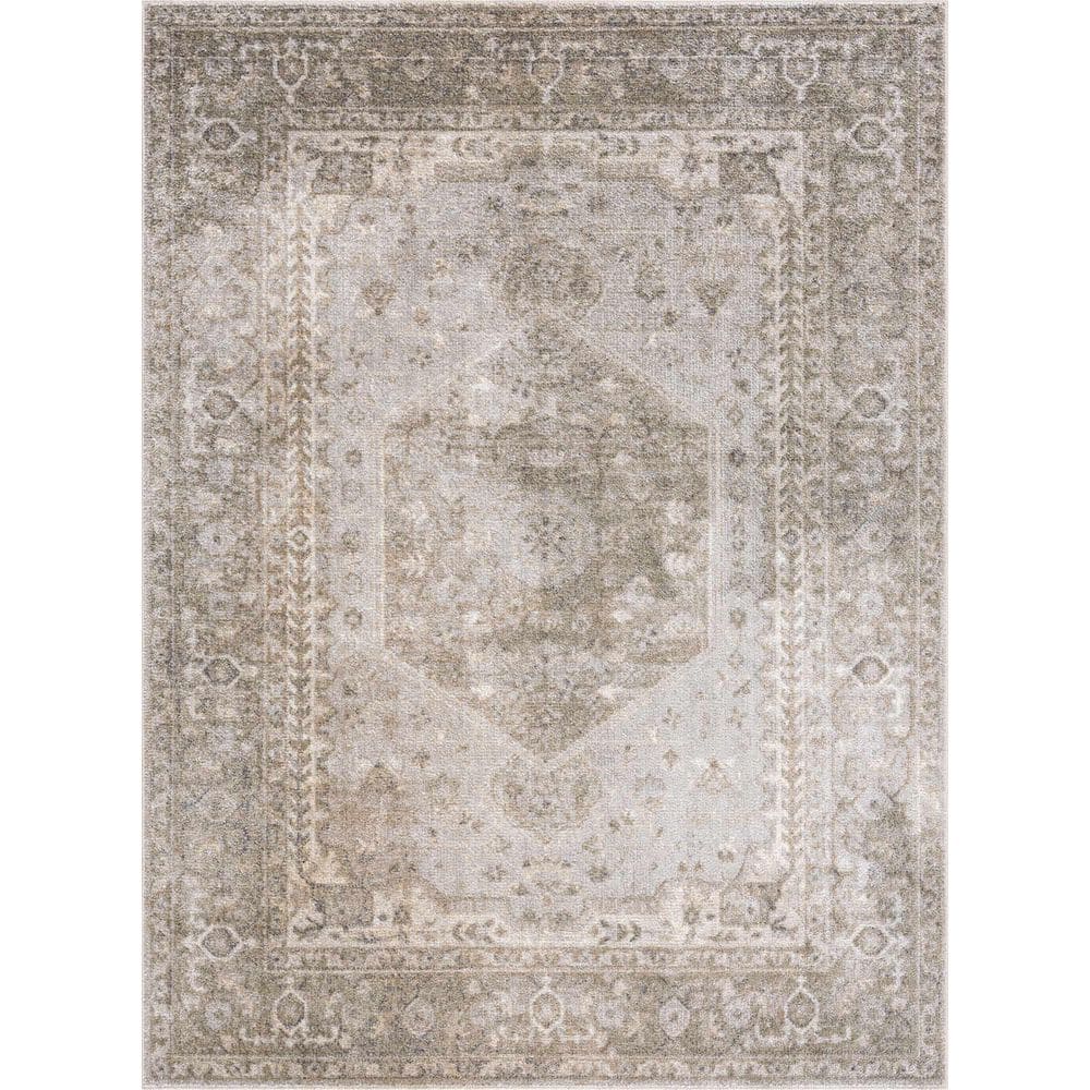 HAUTELOOM Gael Olive/Light Blue/Tan 8 ft. x 10 ft. Area Rug SLLIGAEL823 ...