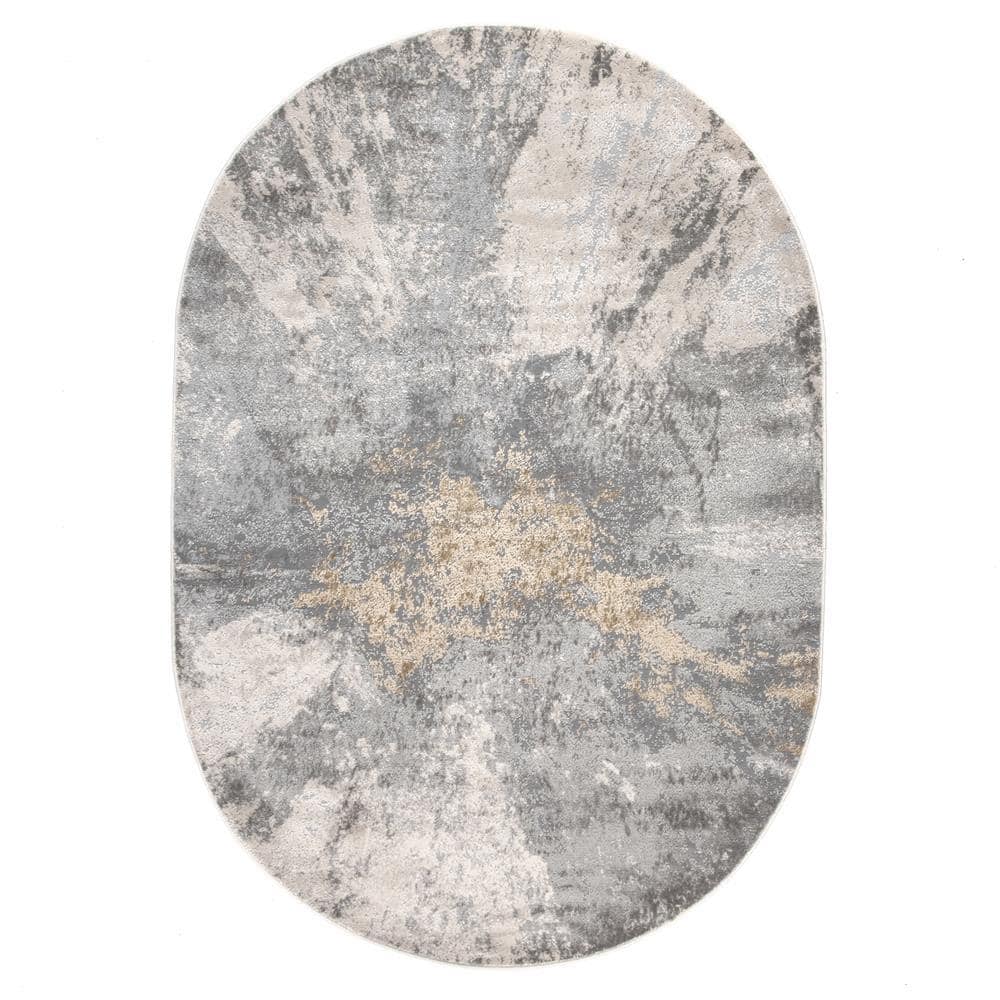 nuLOOM Contemporary Cyn Silver 6 ft. 7 in. x 9 ft. Oval Abstract Rug ...