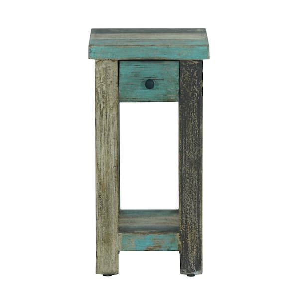 Noble House Edgell 12 in Square Multicolored Distressed Wood Side Table 108840