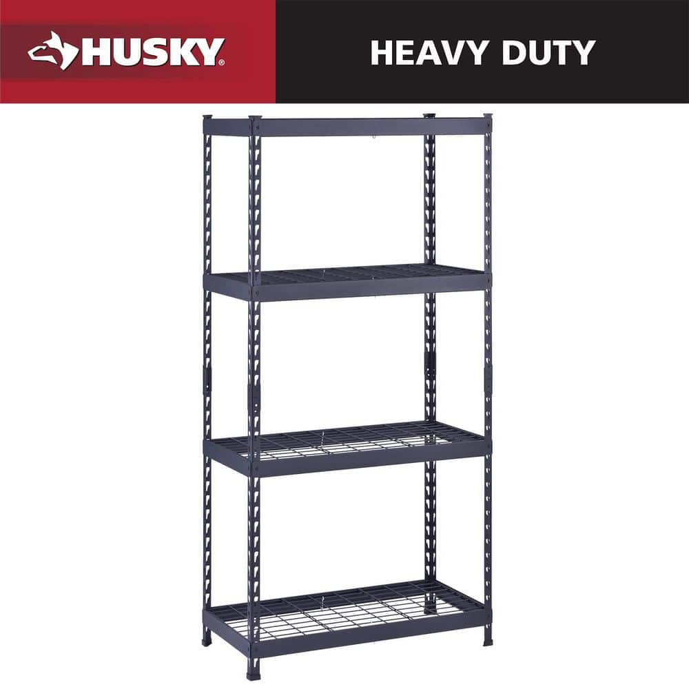 Husky 4-Shelf Metal Heavy-Duty Adjustable Garage Storage Shelving Unit ...