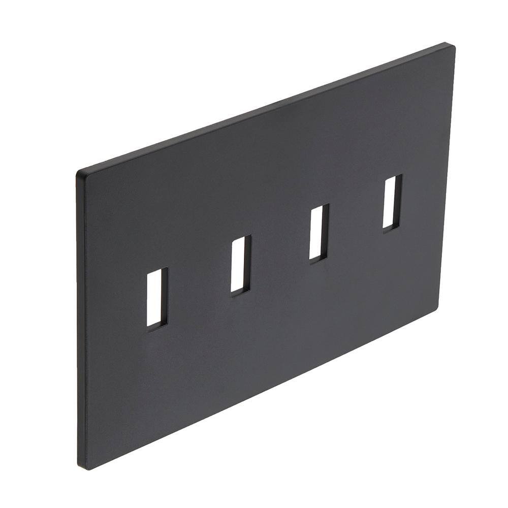 Hampton Bay Maple Hill Black 4-Gang 4-Toggle Plastic Wall Plate 805594 ...