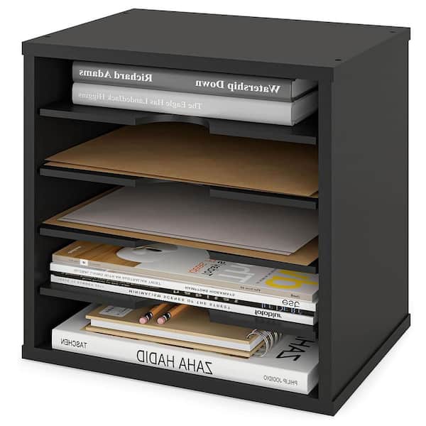 Black 13.6 in. x 12 in. Wood Modern Desk File Organizer Z07VNNRRK3 ...