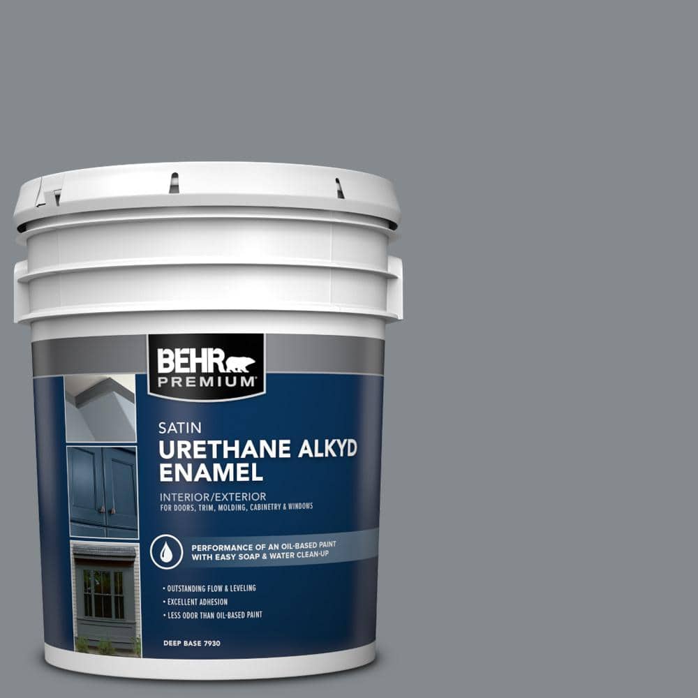 BEHR PREMIUM 5 gal. #PPU26-21 Overcast Urethane Alkyd Satin Enamel ...