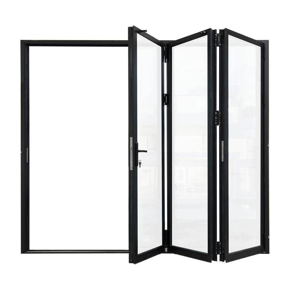 ATVIO 108 in. x 96 in. Matte Black Left to Right Out-Swing Thermal ...