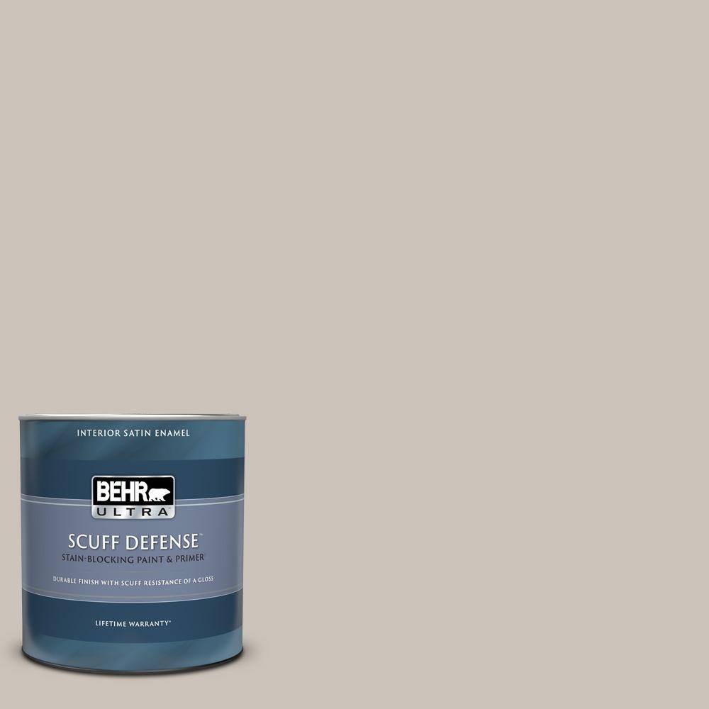 BEHR ULTRA 1 qt. #N200-2 Doeskin Gray Extra Durable Satin Enamel ...