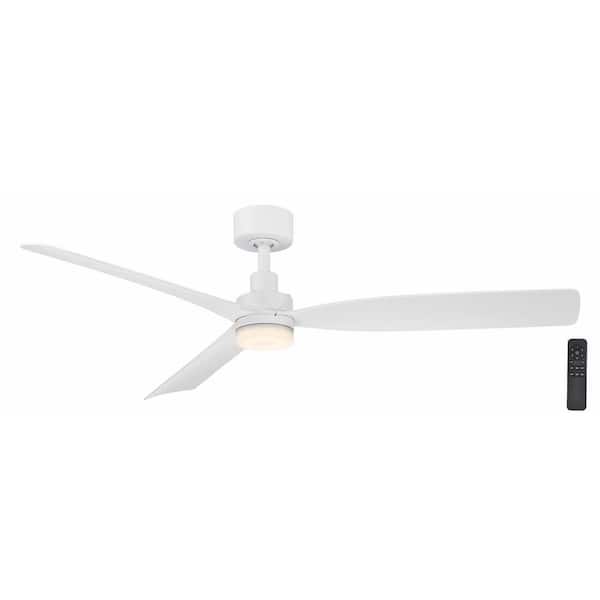 Hampton Bay Marlston 52 in. Indoor/Outdoor Matte White with White ...