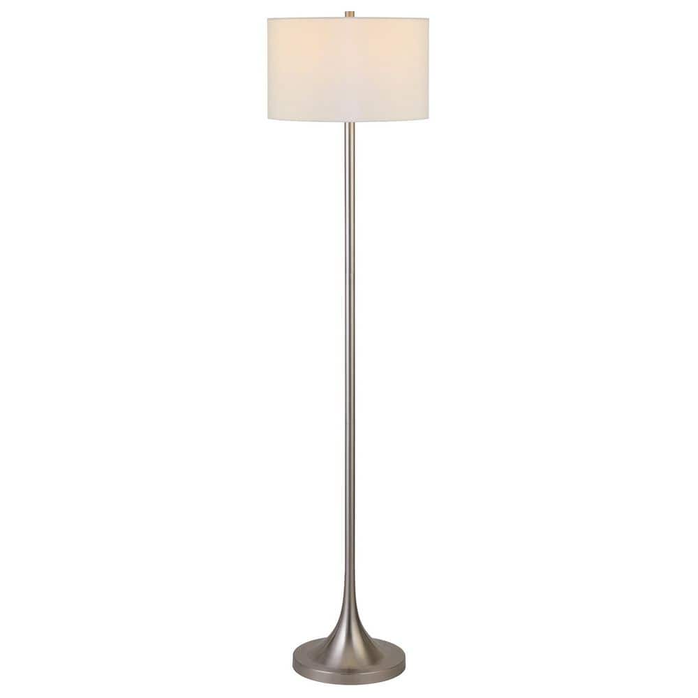 Meyer&Cross Josephine 62 in. Brushed Nickel and White Floor Lamp with ...