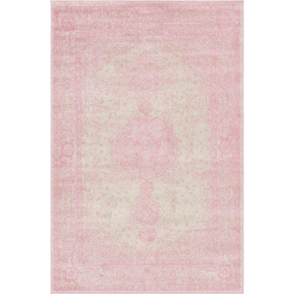 Unique Loom Pink 4 ft. x 6 ft. Bromley Area Rug 3144225 - The Home Depot