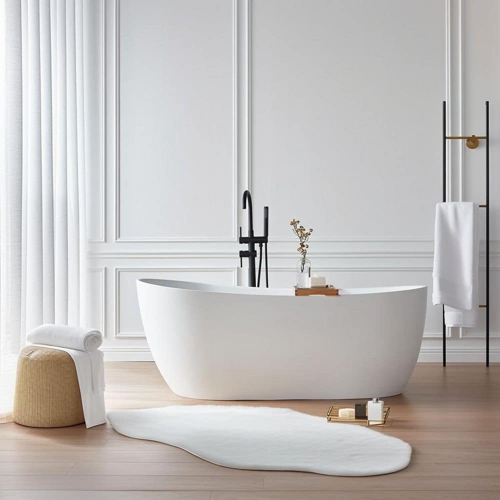 Xspracer Moray 71 in. x 33 in. Solid Surface Stone Resin Flat bottom ...