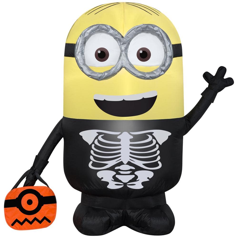 Universal 3 ft. Minions Airblown-Dave as Skeleton Halloween Inflatable ...