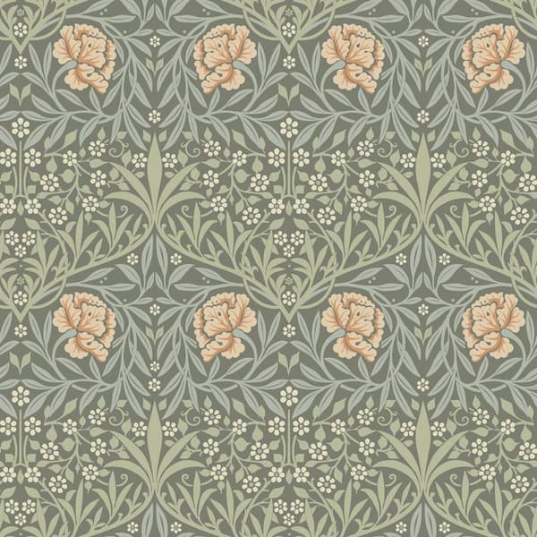 A-Street Prints Oxford Union Grey Floral Vines Wallpaper Sample 4171 ...