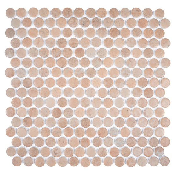 Apollo Tile Lucenza 4 x 5 in. Clay Beige Matte Recycled Glass Penny ...