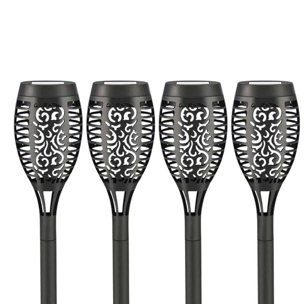 Misopily 4-Pack Solar LED Torch Lights Flickering Flame Outdoor ...