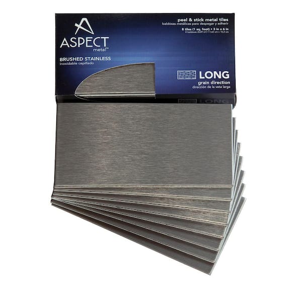 Aspect 3 in. x 6 in. Stainless-Steel Stainless Long Grain Decorative ...