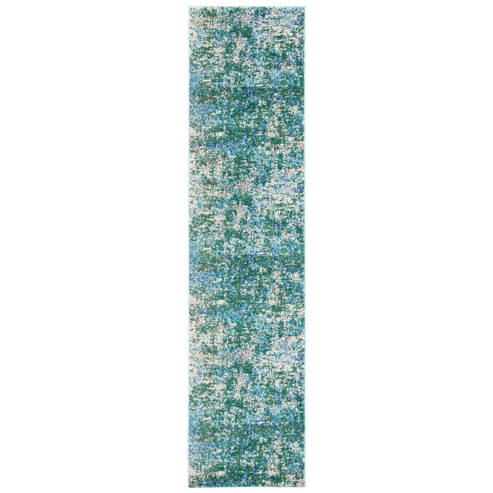 SAFAVIEH Madison Green/Turquoise 2 ft. x 6 ft. Geometric Medallion ...