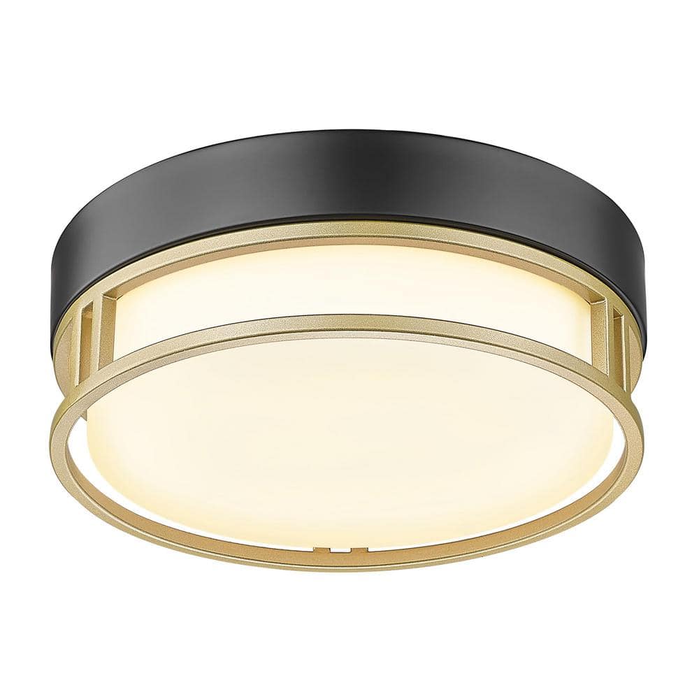 JAZAVA 10 in. 1-Light Flush Mount Ceiling Light with Glass Shade and No ...