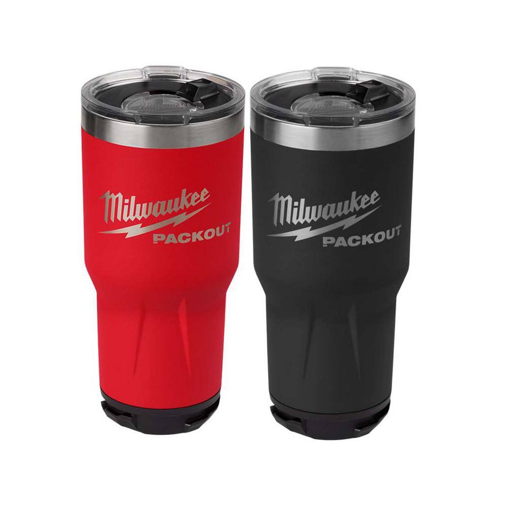Milwaukee PACKOUT Red and Black 30 oz. Tumbler (2-Pack) 48-22-8393R-48 ...
