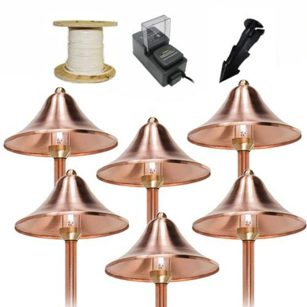 AQLIGHTING Low Voltage Copper LED Landscape Light Kit (6-Pack ...