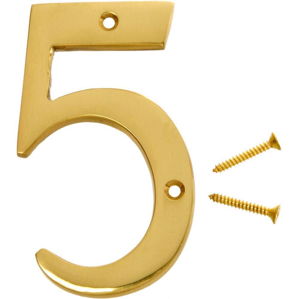 HY-KO 4 in. Premium Solid Brass Number 5 BR-90/5 - The Home Depot