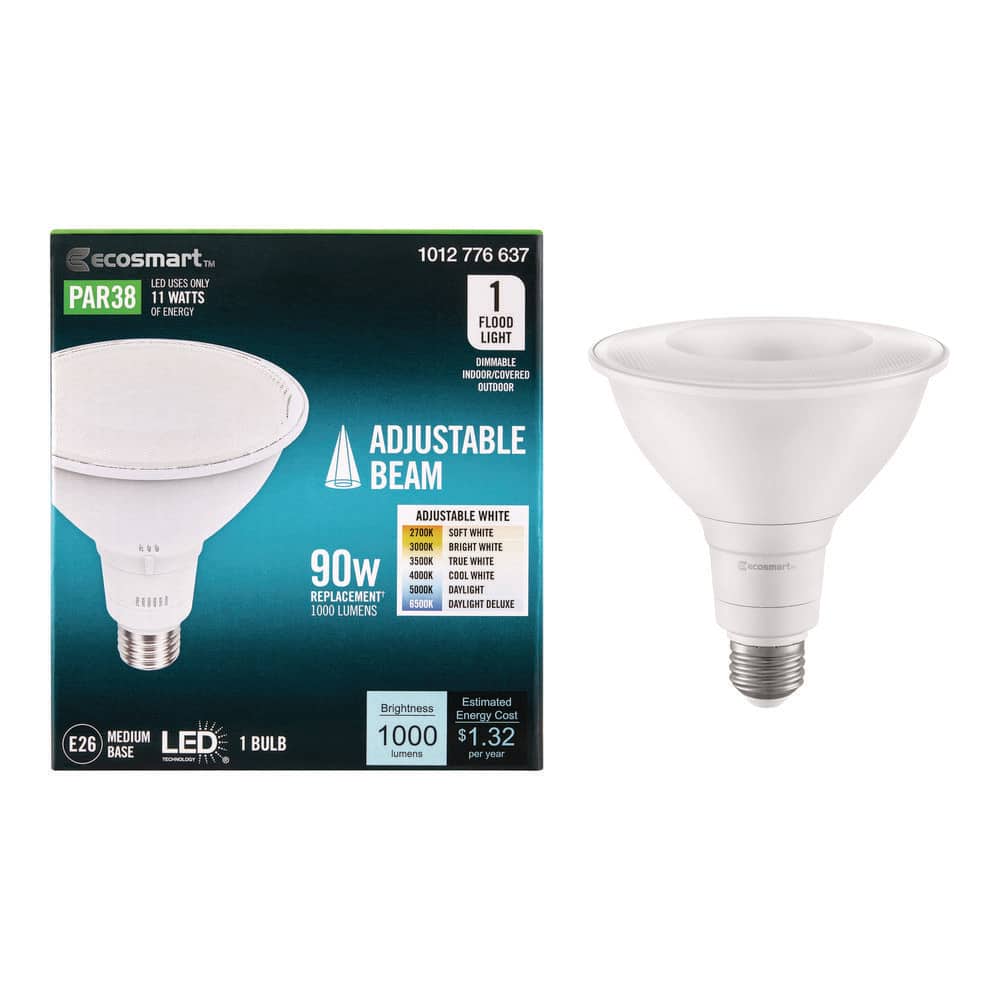 EcoSmart 90-Watt Equivalent PAR38 Dimmable Adjustable Beam Angle LED ...