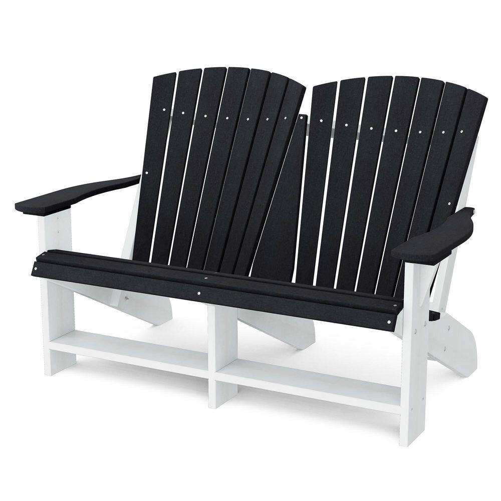 Wildridge Heritage Black and White HDPE Plastic Outdoor Double ...