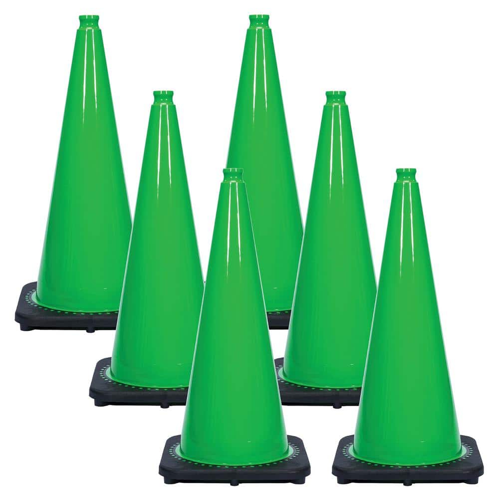 Mr. Chain 28 in. Green Traffic Cones (6-Pack) 97504-6 - The Home Depot