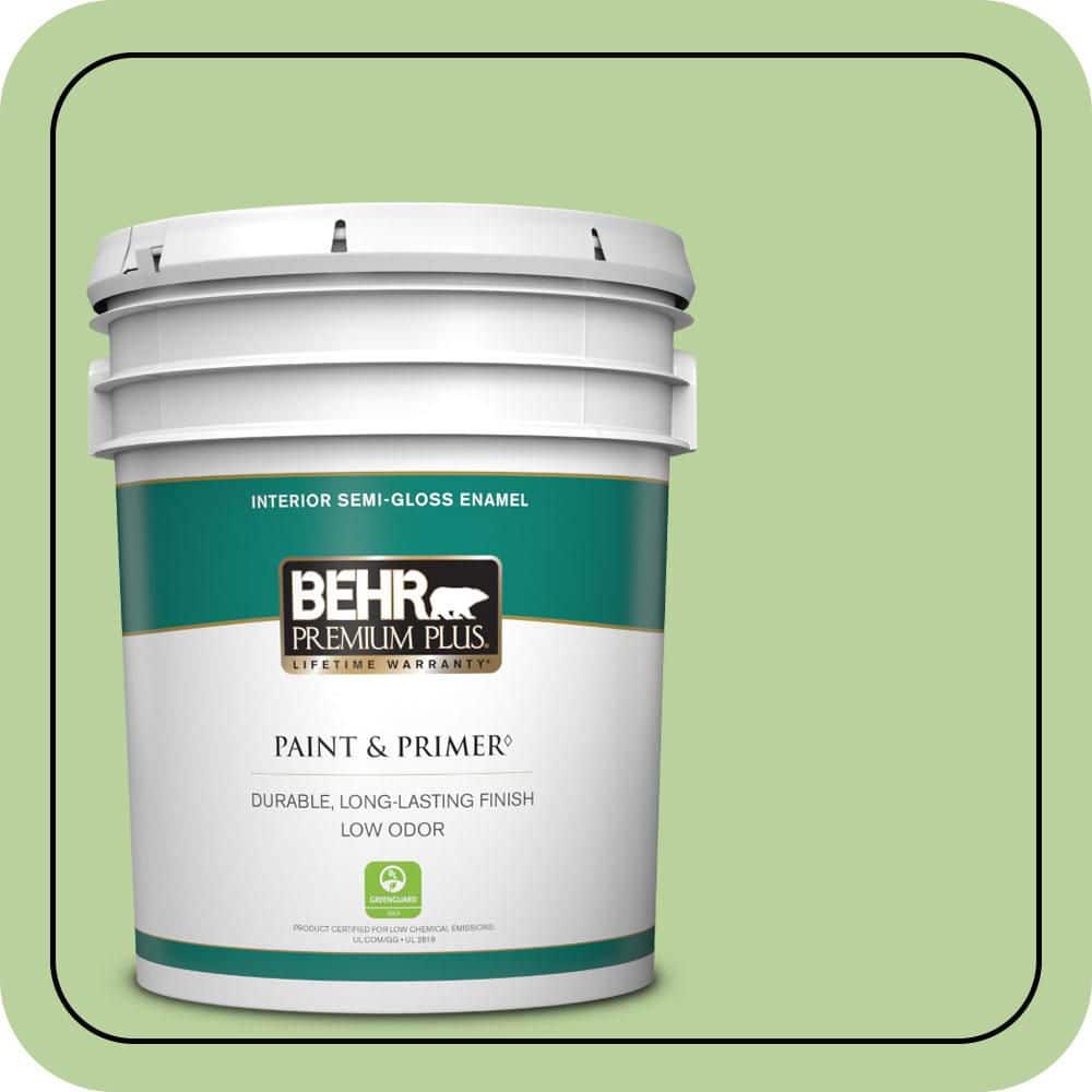 BEHR PREMIUM PLUS 5 gal. #P380-4 Four Leaf Clover Semi-Gloss Enamel Low ...