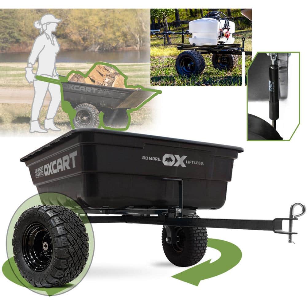 OXCART Stockman 15 cu.- 17 cu. Ft. Lift-Assist and Swivel Dump Cartw ...