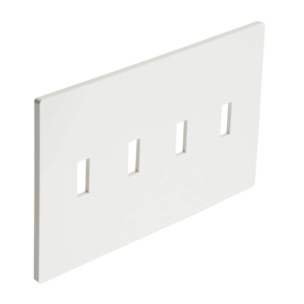 Hampton Bay Maple Hill 4-Gang White 4-Toggle Plastic Wall Plate 805584 ...