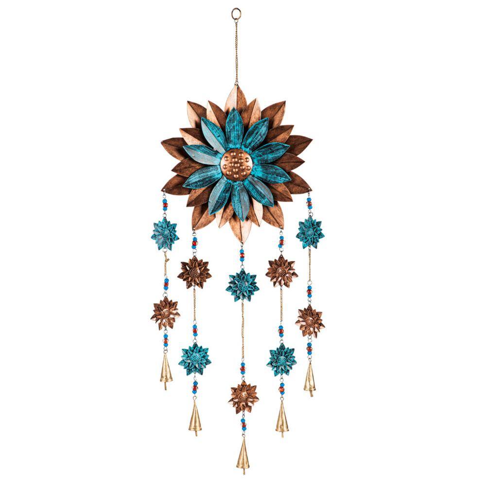 Evergreen 40 in. Blue and Copper Flower Metal Wind Chime 2WC2154 - The ...