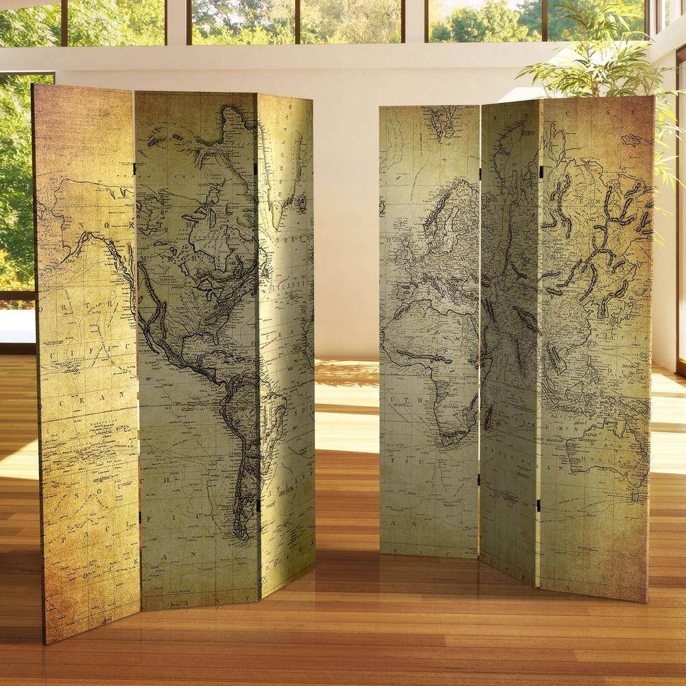 RED LANTERN World Map 6 ft. Printed 3-Panel Room Divider CAN-MAP2 - The ...