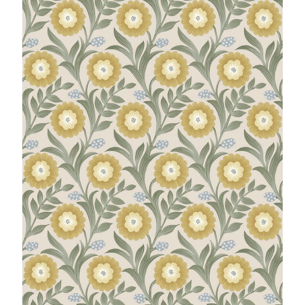 York Wallcoverings Lillian Sage Floral Vine Peel and Stick Wallpaper ...