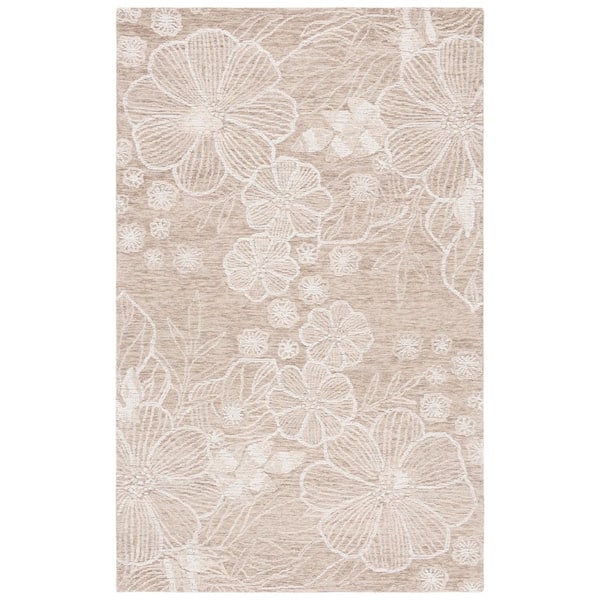 SAFAVIEH Jardin 3 ft. x 5 ft. Beige/Ivory Modern Floral Area Rug ...